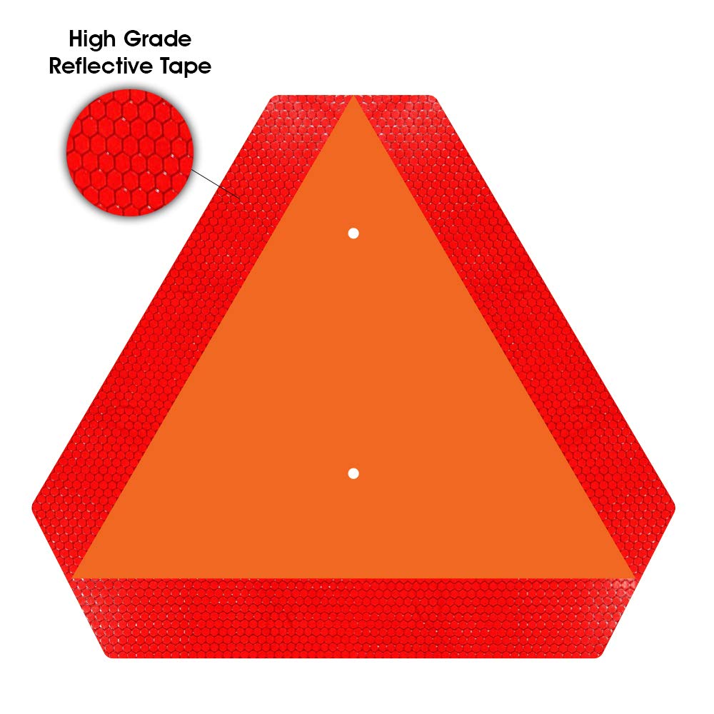Ignixia Slow Moving Vehicle Sign, Rust free Aluminium Slow Moving Vehicle Triangle signs, 14βx 16β Inches Orange base with Reflective border, SMV Sign for Golf Cart, UTV, safety signs