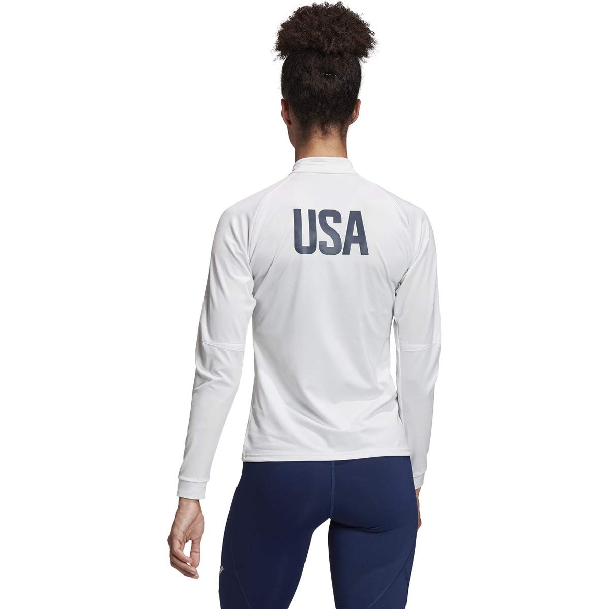 adidas Women's USA Volleyball 1/4 Zip Aeroready White Medium
