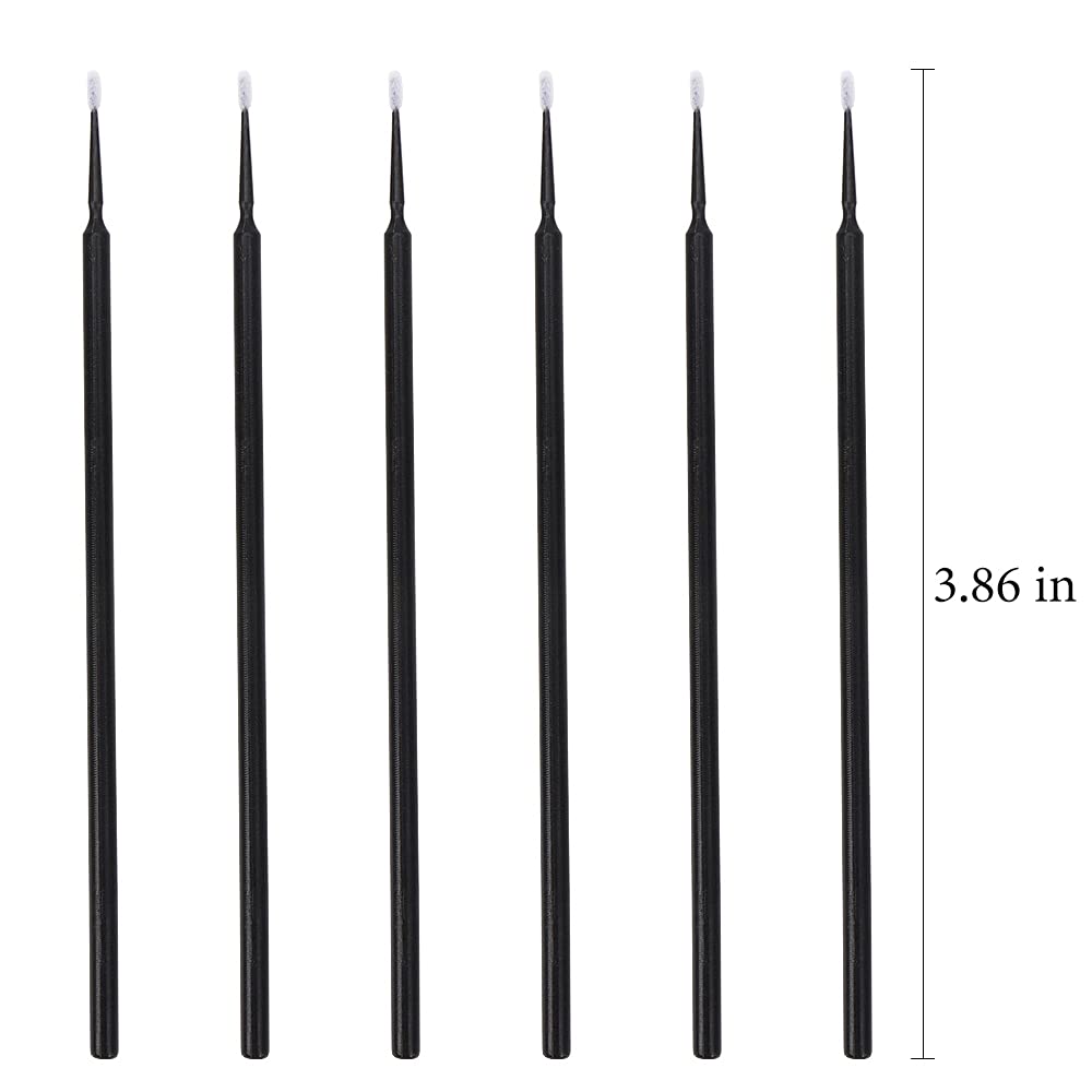 400 PCS Micro Applicator Brushes Disposable Eyelash Extension Microswab Mascara Wands Brush For Lash Remover Brush Tools Black(head diameter 1.5mm)