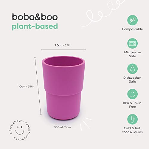 bobo&boo Plant-Based Cups for Kids β Melamine and BPA Free - Microwavable and Dishwasher Safe - Eco-Friendly Toddler Drinking Cup Set - LAGOON