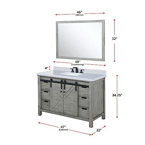 Bell+Modern Ketchum 48 inch Ash Grey Bath Vanity, Cultured Marble Countertop and 44 in Mirror