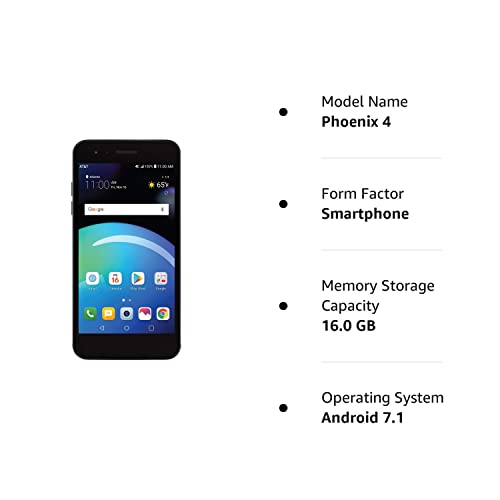 LG Phoenix 4 Smartphone, 4G LTE, Android 7.1 OS, 16GB, Black for AT&T Prepaid