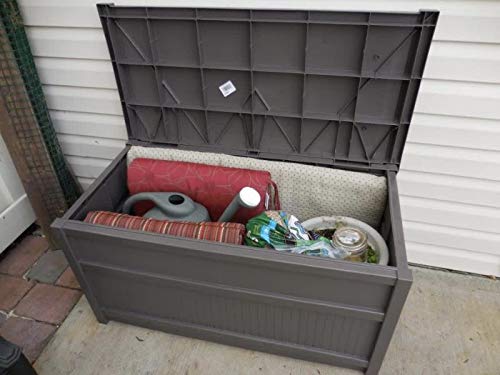 50 GALLON DECK STORAGE BOX OUTDOOR STORAGE BENCH FOR PATIO STORAGE WEATHER RESISTANT, WATERPROOF AND UV PROTECTED (Brown)