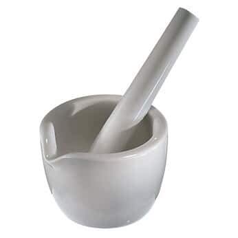 CoorsTek 60316 Porcelain Ceramic Chemical and Heat Resistant Mortar with Pouring Lip, 145mL Capacity