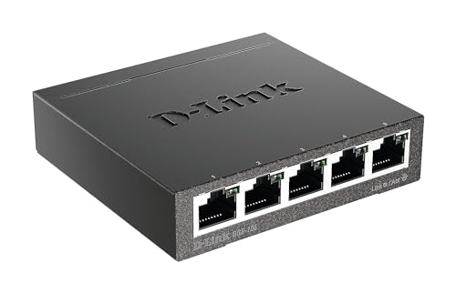 D-Link Ethernet Switch, 5 Port Gigabit Unmanaged Metal Desktop Plug and Play Compact (DGS-105),Black