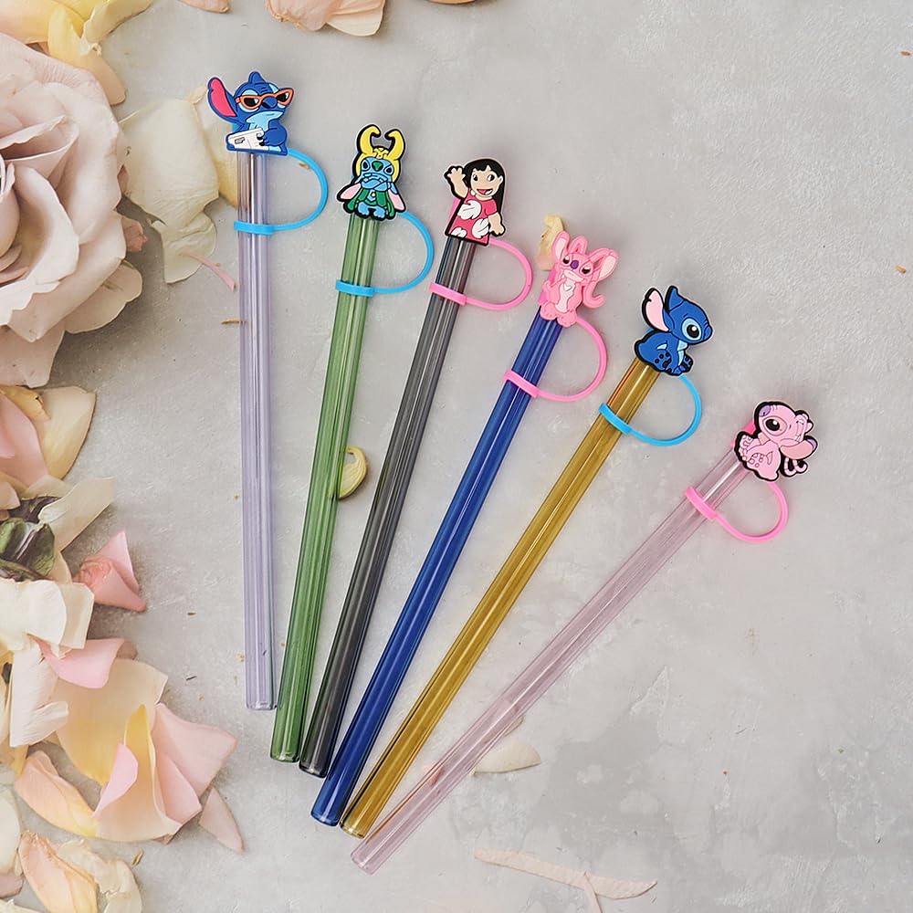 6 PCS Stanley Straw Topper for Stanley Cup 30&40 Oz,Stanley Straw Cover for 10mm Straw,Stitch Stanley Cup Accessories,Cute Straw Cover Cap