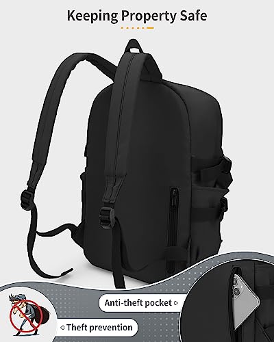 Black Laptop Backpack For Women Men 14 Inch Waterproof College Backpack With Laptop Compartment Aesthetic Backpack Small Backpack Purse For Women Anti Theft Cute Backpack Lightweight Work Backpack