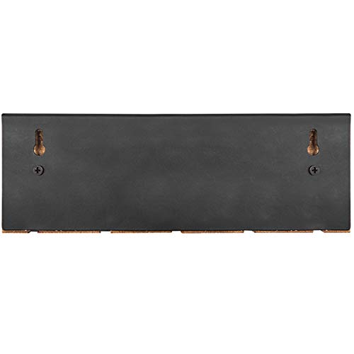 MyGift Entryway Shelf Rack with 5 Key Hooks, Wall-Mounted Burnt Solid Wood and Matte Black Decorative Shelf