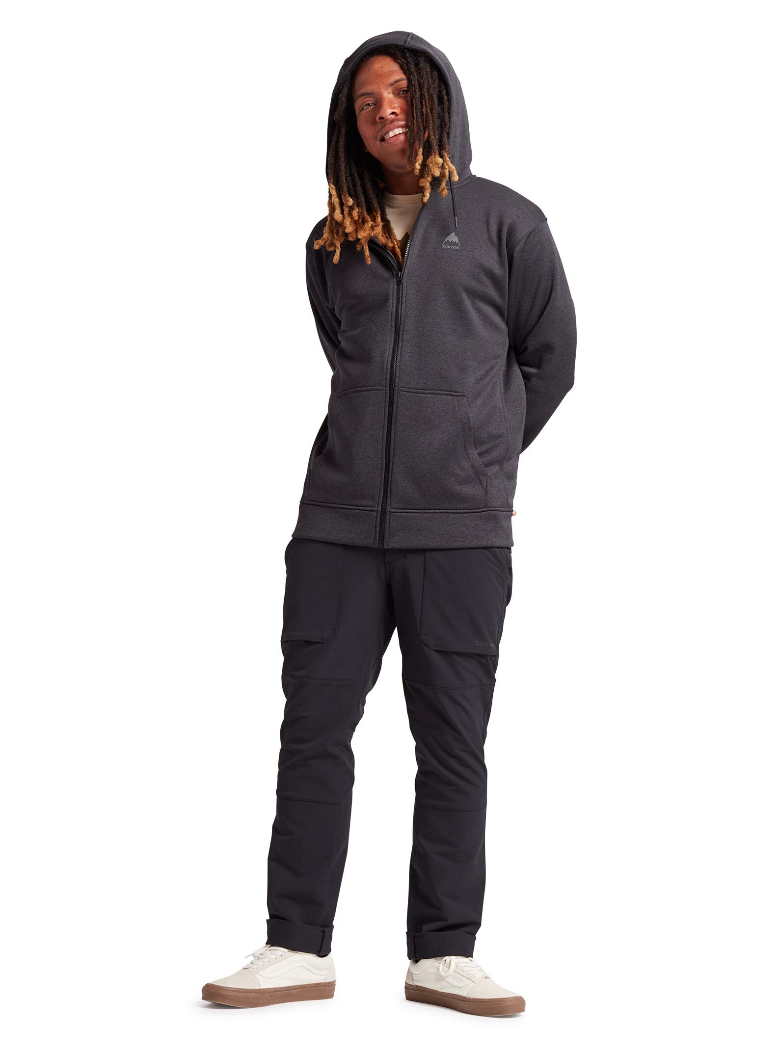 Burton Men's Oak Full-Zip Hoodie, True Black Heather, L