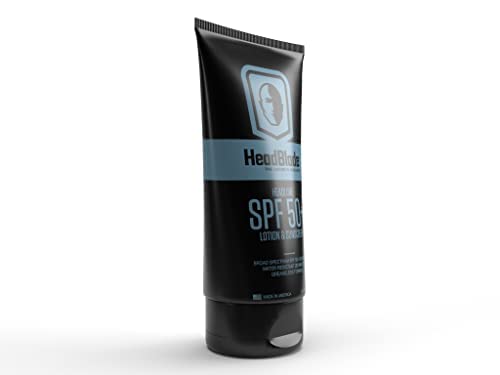HeadBlade HeadLube SPF 50 Men's Lotion and Sunscreen - No Greasiness, Sweat Resistant, Formulated for Face, Body & Scalps - Water Resistant for 80 Minutes, 5 fl oz