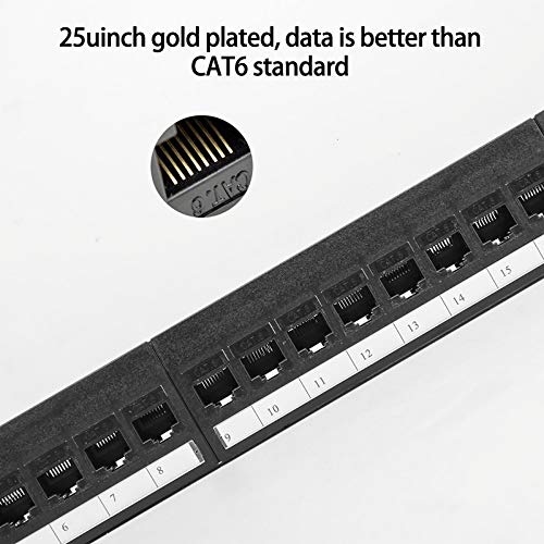 Essenc 19Inch 1U Cabinet Rack Pass-Through 24 Port CAT6 Patch Panel RJ45 Cable Jack Modular Frame
