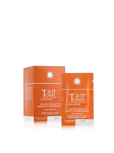 TanTowel Half Body Tan Towelettes - 10 Pack, Dark, 10 Count (Pack of 1)