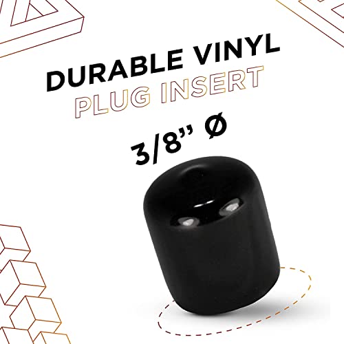 Prescott Plastics Made in USA 0.375" Inch Round Vinyl Plug Insert (20Pack), Rubber Flexible End Cap for Metal Tubing, Fence, Glide Insert for Pipe Post, Chairs and Furniture