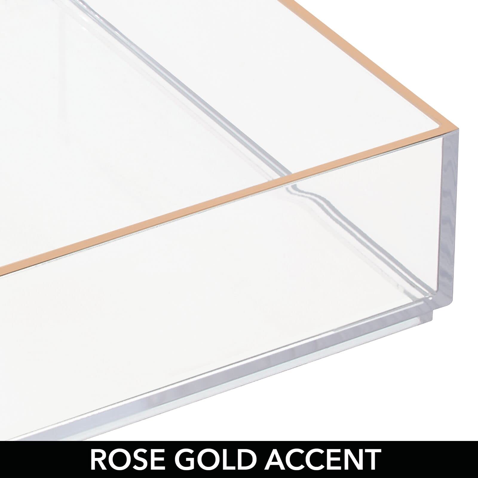 mDesign Plastic Beauty Organizer Bin for Bathroom Drawers, Vanity, or Countertops, Storage for Makeup Brushes, Palettes, Blush, Concealers, or Hair Ties, Lumiere Collection, 6 Pack, Clear/Rose Gold
