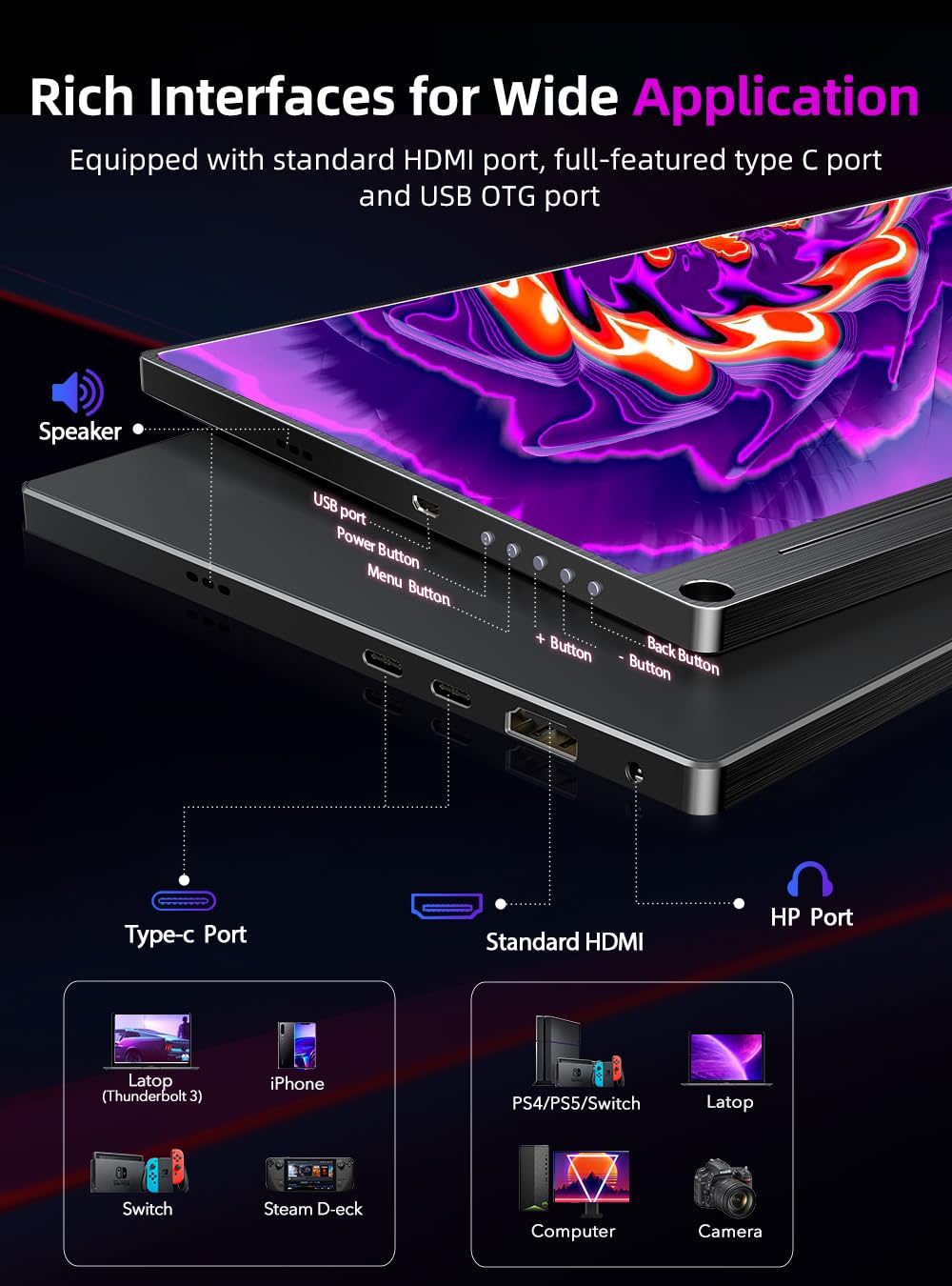 UPERFECT Truely 4K Computer Monitor, 15.6" UHD FreeSync 100% AdobeRGB 450 Nits Brightness HDR IPS Speaker Eye Care Game Display 2 Type-C Full HDMI for Laptop Phone, VESA & Smart Case