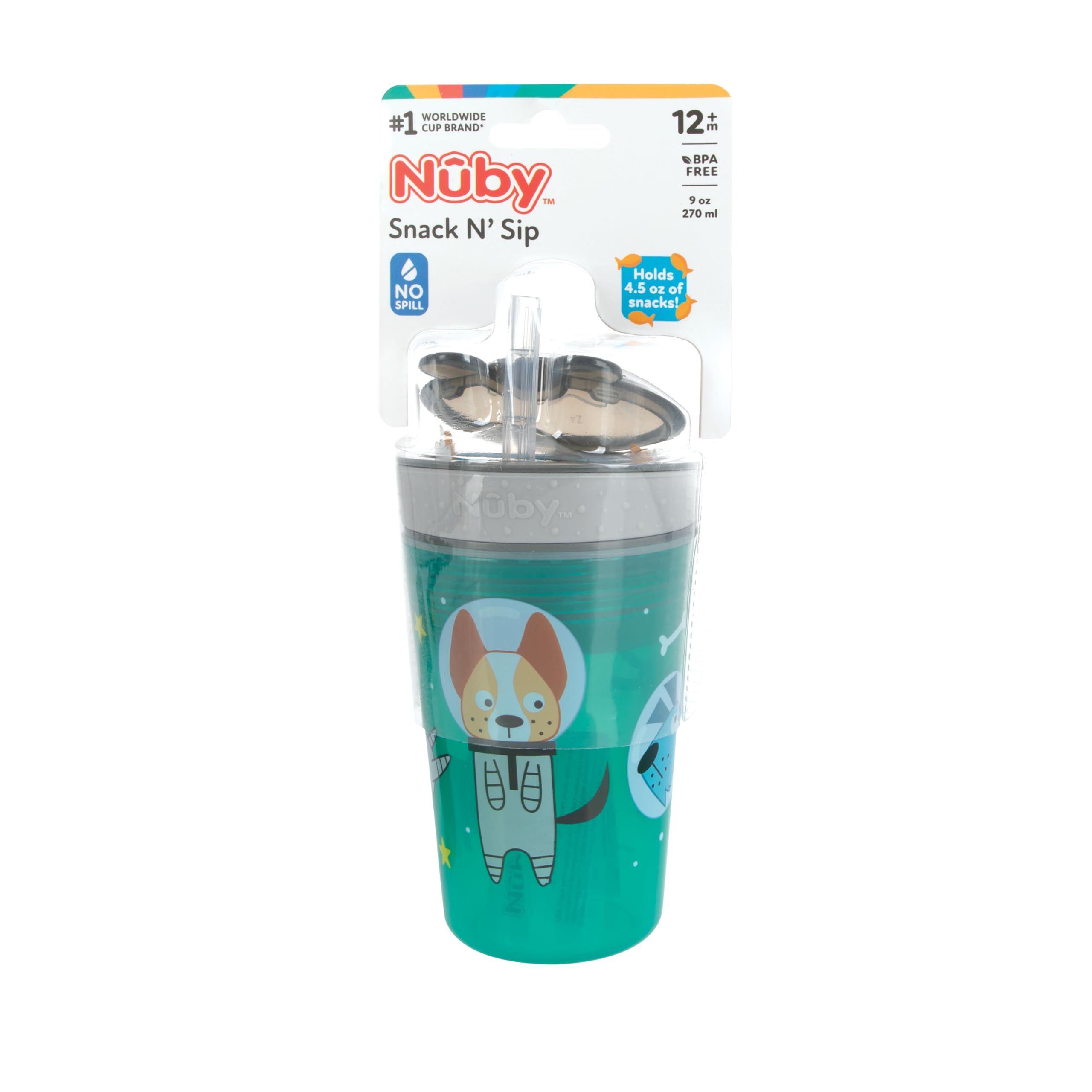 Nuby Snack N' Sip 2 in 1 Snack and Drink Cup (Red/Grey)