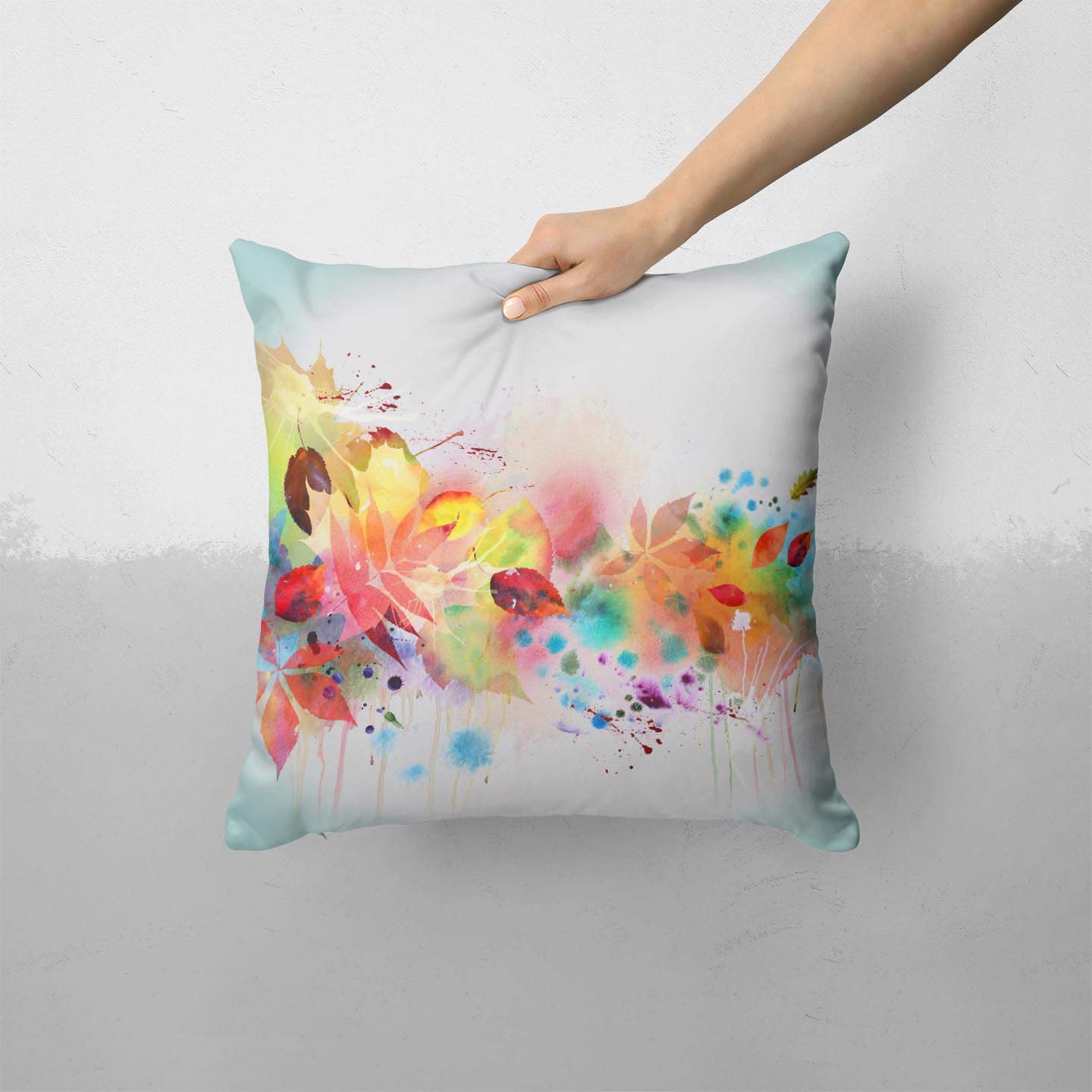 iiRov Neon Colored Watercolor Branch - Custom Decorative Home Decor Indoor or Outdoor Throw Pillow Cover for Sofa, Bed or Couch Cushion (Pillow CASE Cover ONLY)