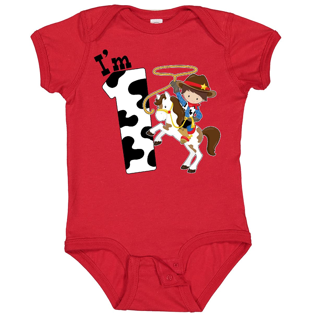 inktastic I'm One-cowboy Riding Horse Birthday Baby Bodysuit 18 Months Red 2c9e5