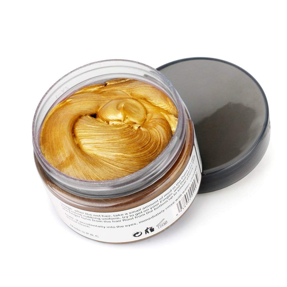 MOFAJANG Orange Gold Instant Hair Coloring Wax, Temporary Hair Dye Pomade for Men & Women's Natural Hairstyles, Party, Cosplay - 4.23 oz