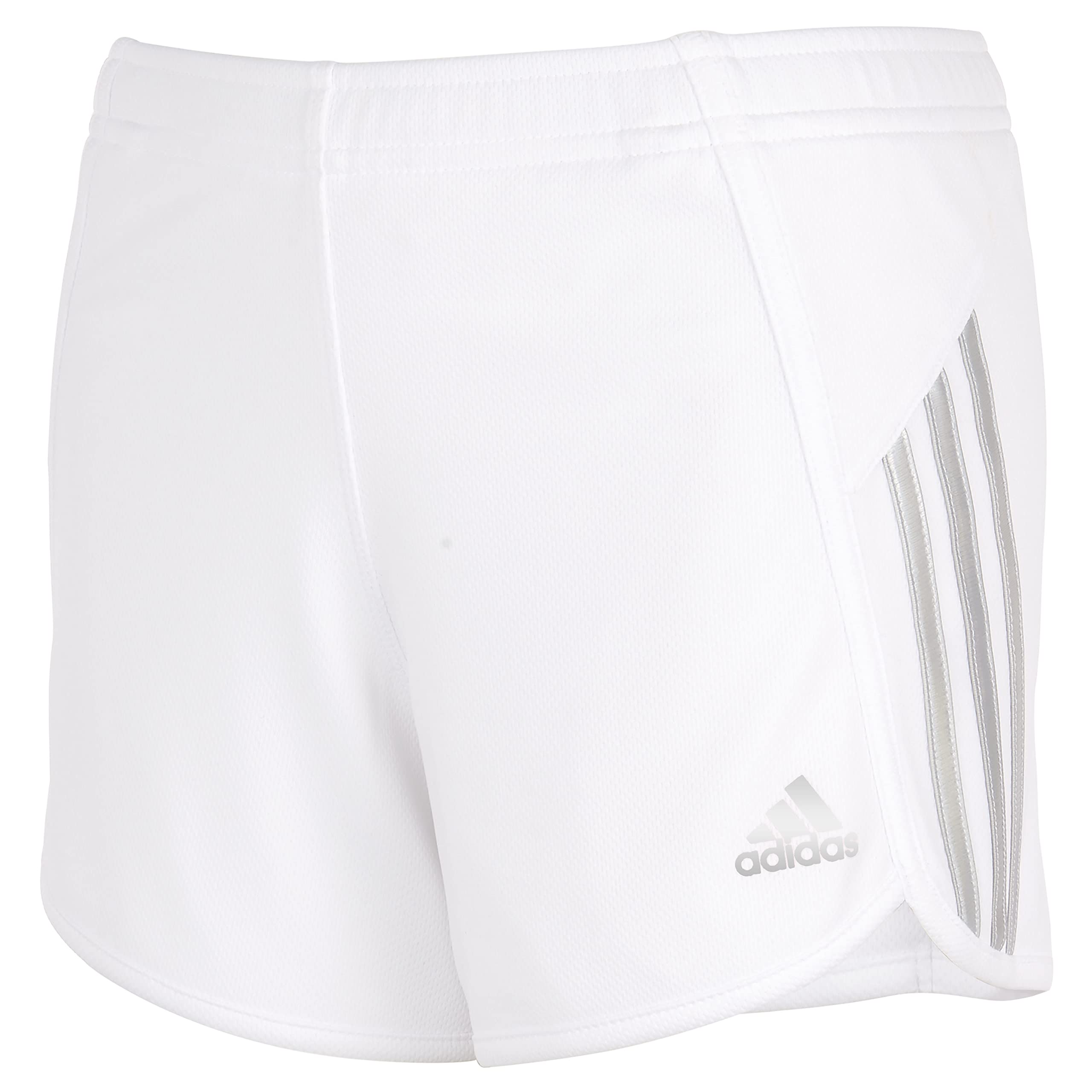 adidas girls Shine Stripe Mesh Shorts, White, 8-15 Years US