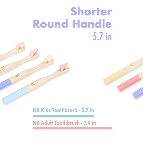 Native Birds Kids Bamboo Toothbrush with Soft Bristles, Set of 4 Eco Friendly Toothbrushes, BPA Free, Designed in Ukraine