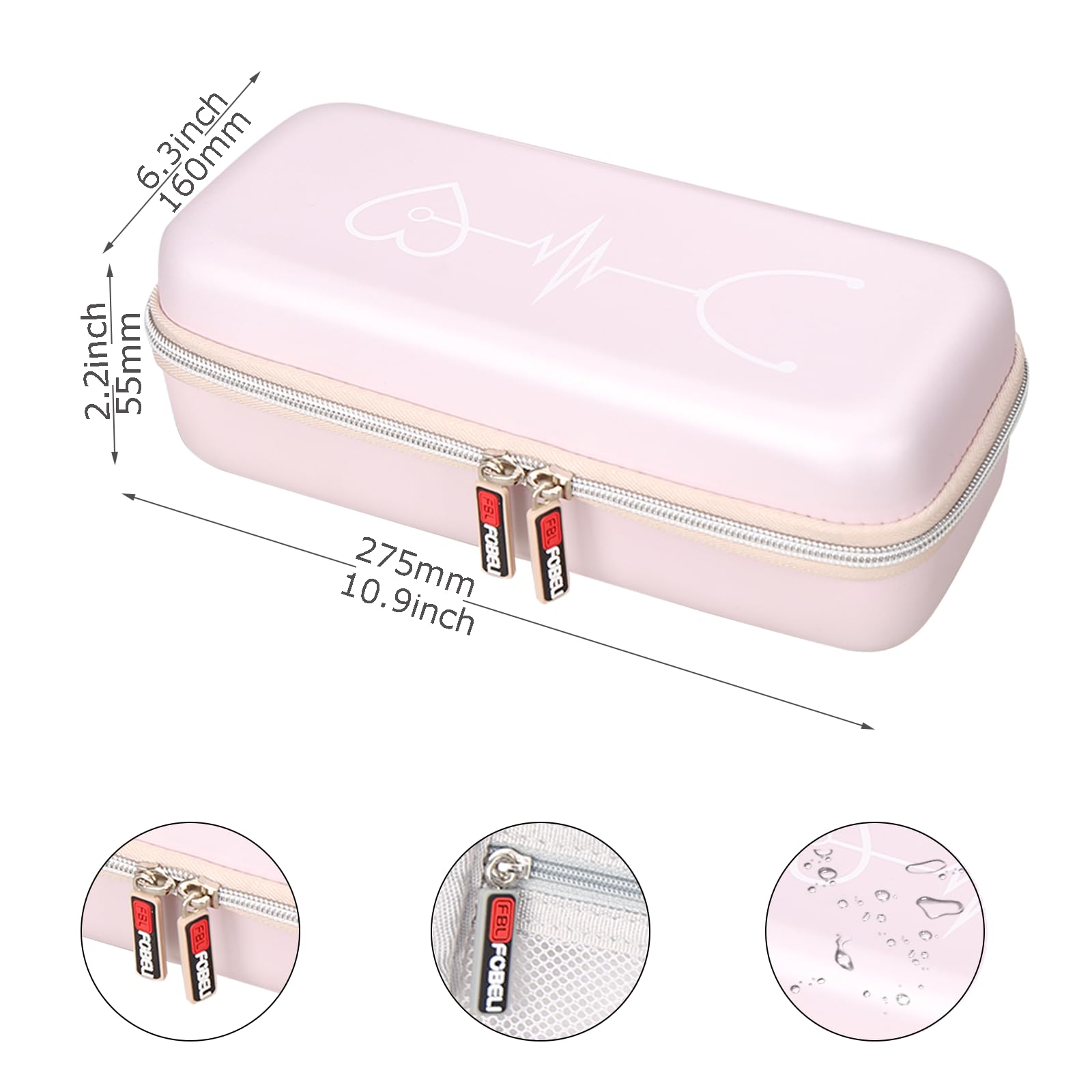 FBLFOBELI Stethoscope Case Compatible with 3M Littmann Classic III/Lightweight II S.E/MDF Acoustica Deluxe Stethoscopes, Includes Mesh Pocket for Nurse Accessories for Work (Pink)
