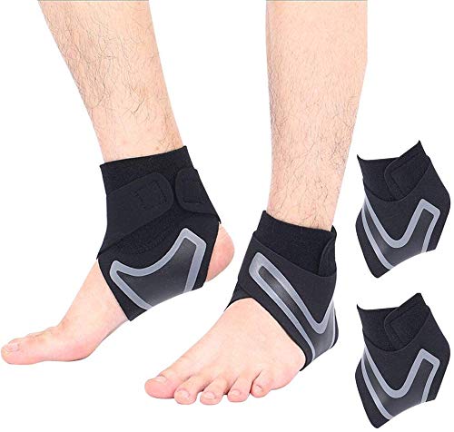 Ankle Brace Support Sleeves, 1 Pair Adjustable Elastic Sports Ankle Brace Sleeves, Ankle Fixation Bandage for Relieve Pain Exercise Arthritis Metatarsal Fasciitis Arch Support Basketball (L)