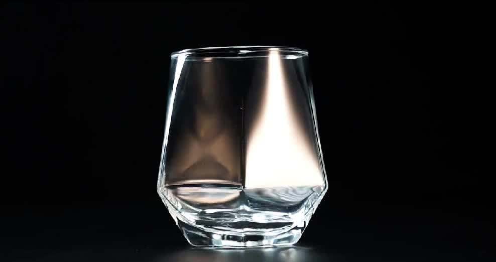 AJLS Whiskey Glasses: Whiskey glasses for men, Wine, Scotch Diamond Stemless Glasses Set of 2: 10oz; Tilt Prevents Fall, Luxury Barware