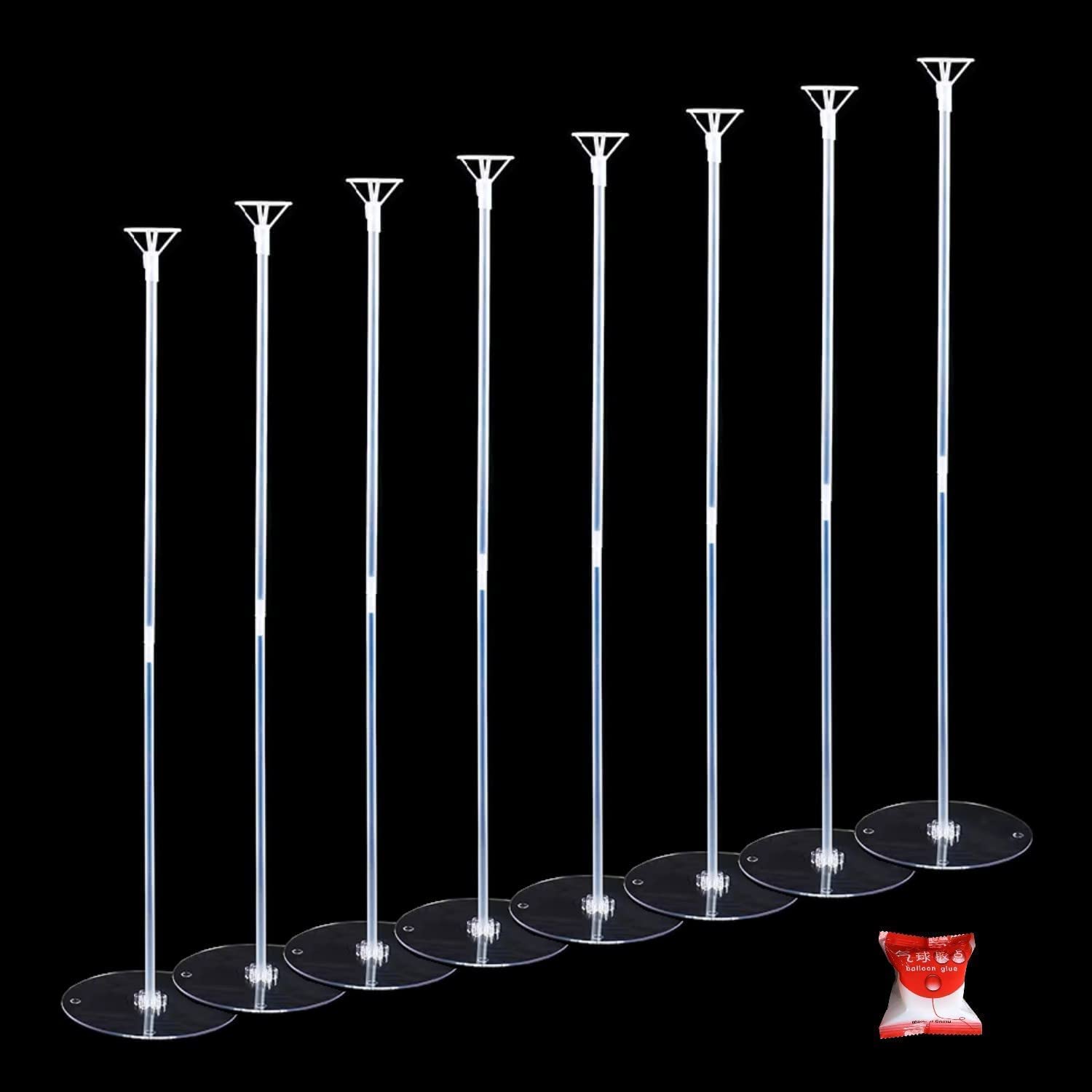 8 set 30'' Clear Balloon Stand Kit with Base for Table Top/Floor,Balloon Sticks Holder for Balloon Banquet for Adults/Kids Party Balloon Centerpieces