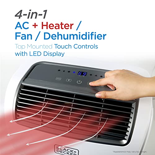 BLACK+DECKER Air Conditioner, 12,000 BTU Air Conditioner, White & Air Conditioner, 14,000 BTU Air Conditioner Portable for Room up to 700 Sq. Ft. with Remote Control, White