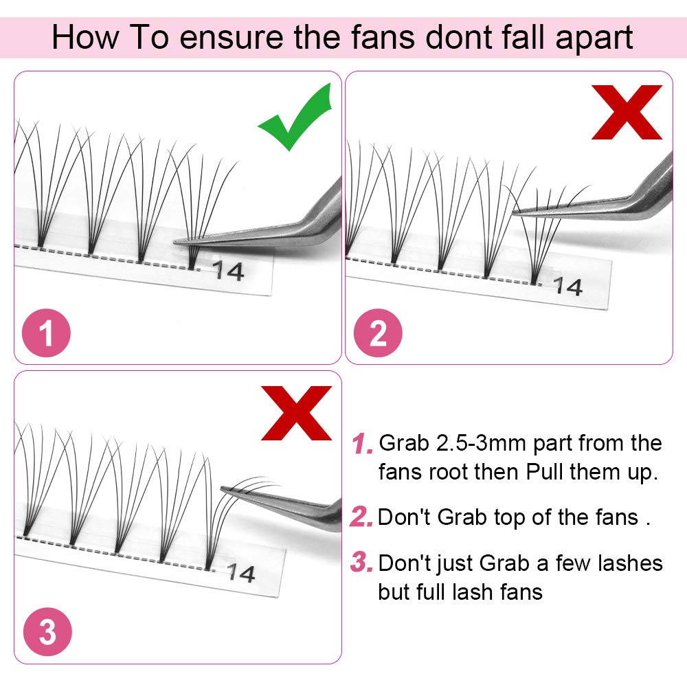 Premade Fans Eyelash Extensions 5D 3D 7D 8D 10D Short Stem Premade Volume Eyelash Extensions 3D 5D 7D Volume Lash Extensions .07 .10 Pre made Lash Fans C D Curl 9-15 MIX(5D-D-0.10,9-15mm)