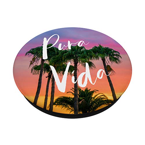 Pura Vida Palm Tree on the Beach Sunset Quote PopSockets PopGrip: Swappable Grip for Phones & Tablets
