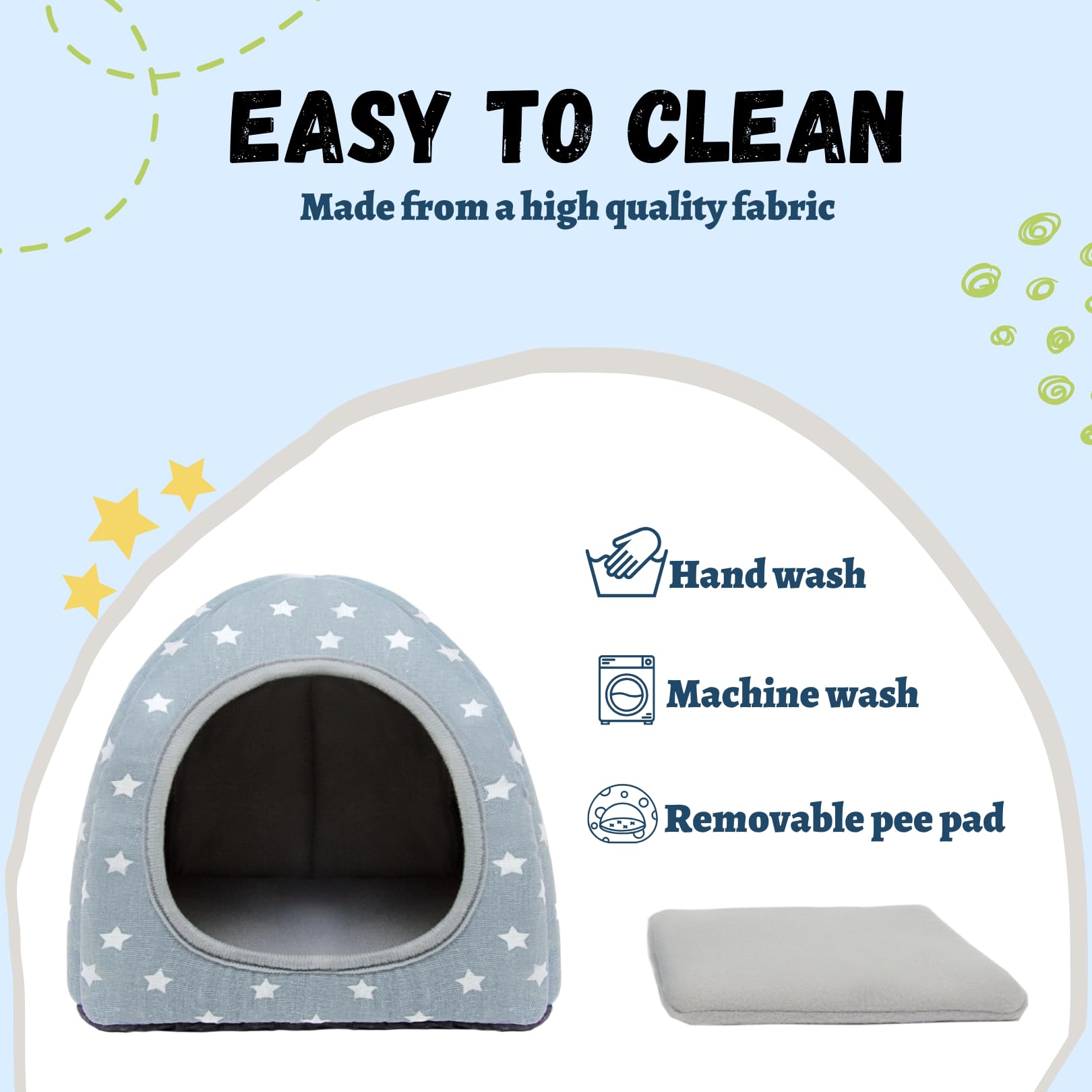 TiereCare 2 Pack Guinea Pig Hideout Bed Washable Guinea Pig Cage Accessories Cozy House Habitat Hide-Out for Chinchilla Hedgehog Small Animal Supplies