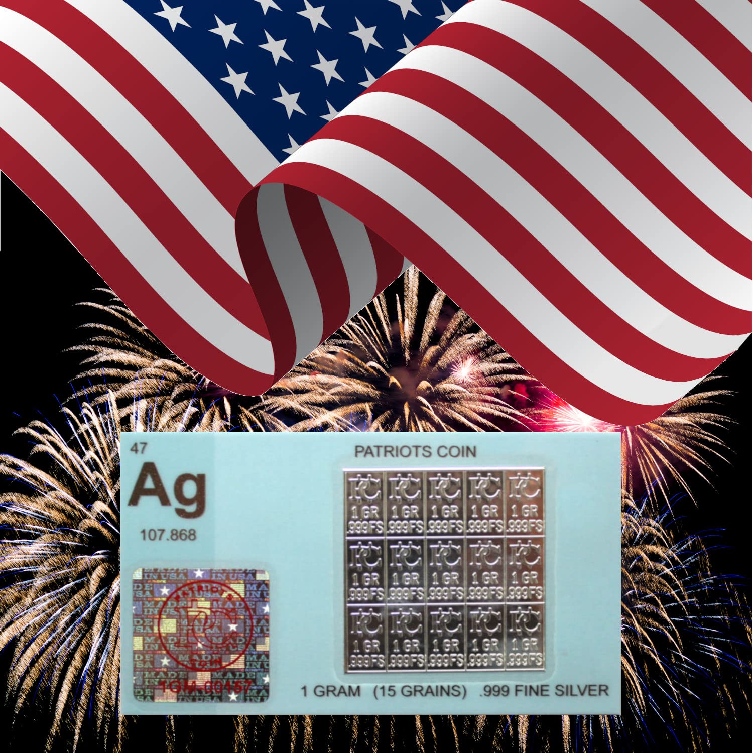 6 One Gram Pure Silver Bullion Bar Divides to 15 One Grain Bars .999 Fine Silver Snaps Apart to Individual 1 Grain Ingots