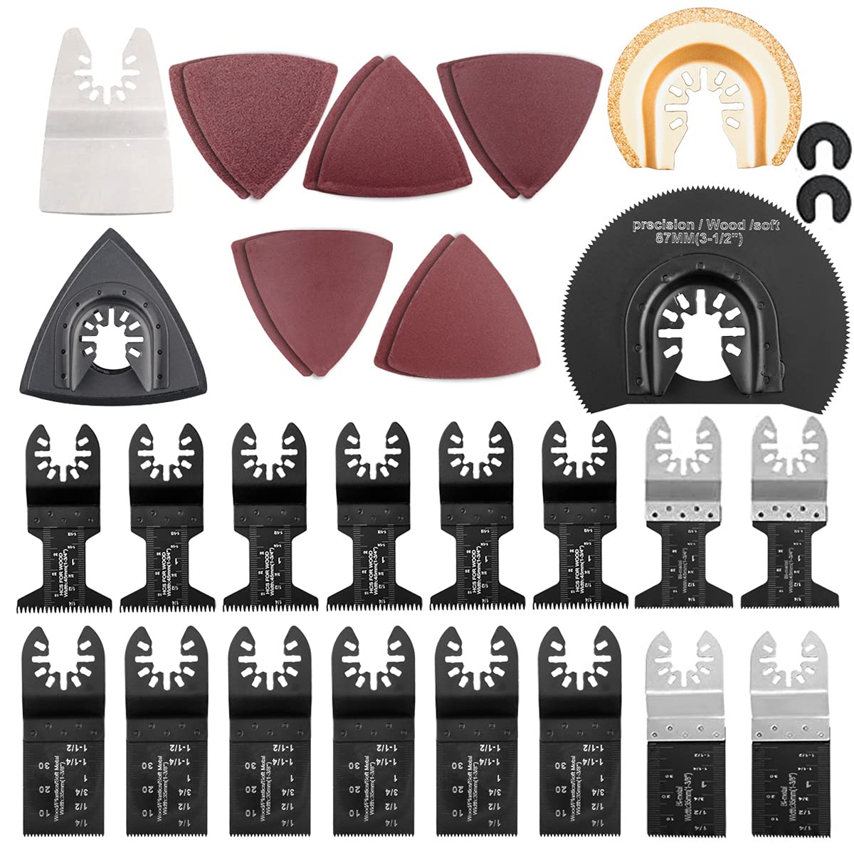 72 Pcs Oscillating Saw Blades - Multi Tool Blades Kits Oscillating Tool Blades Accessories Quick Release Wood Metal Plastic Scraper Tool for Dewalt Milwaukee Fein Makita Bosch Rigid Rayobi Craftman