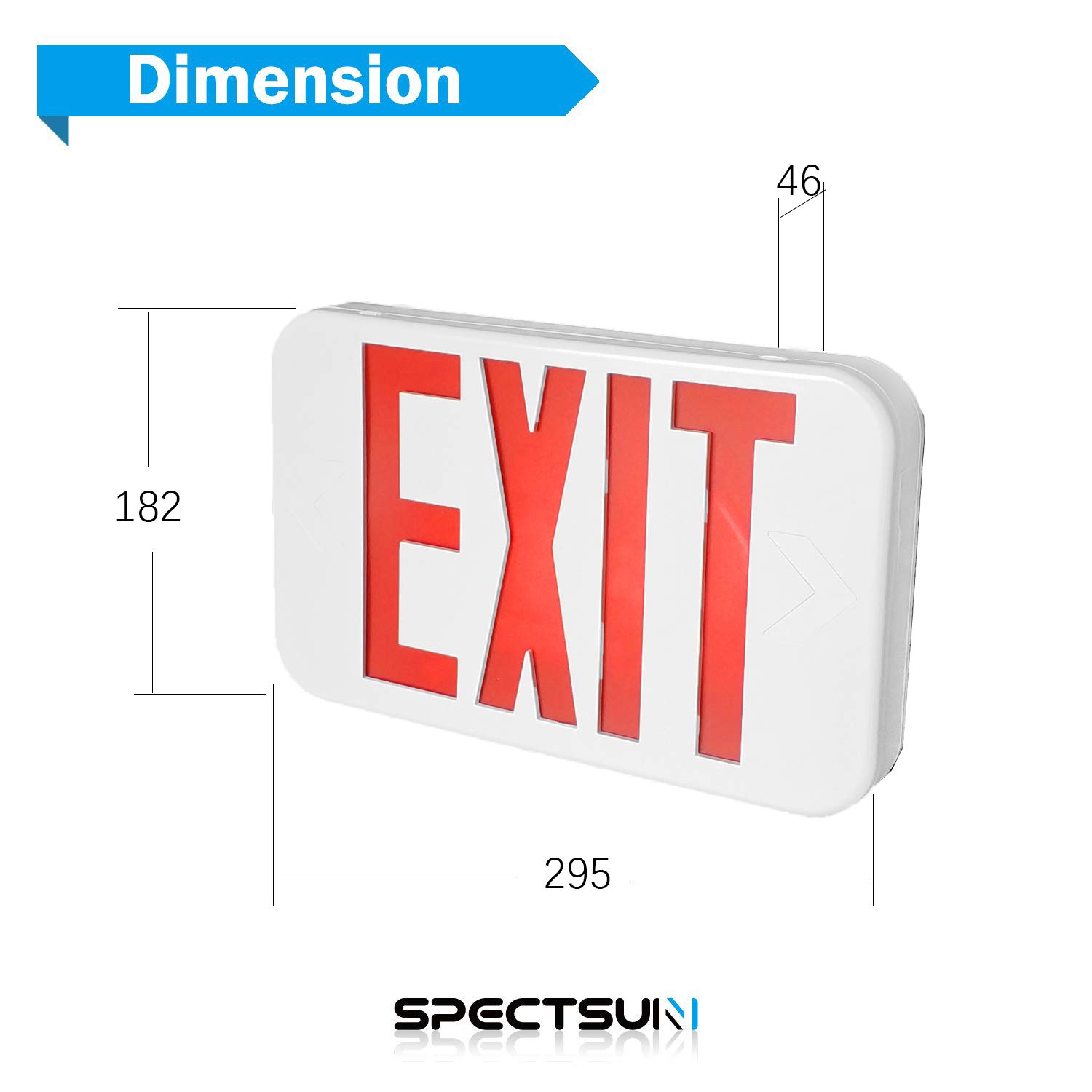 SPECTSUN 4 PACK Red LED Emergency Exit Signs & Battery Backup-UL Certification Hardwired Combo Exit Sign, 120V/277V Exit Sign with Arrow, Business Exit lighting Sign, lobby/Building/Room