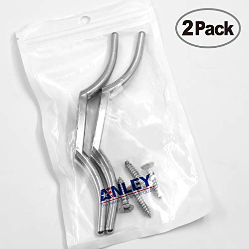 Anley 2 PCS Silver FlagPole Halyard Rope Cleat Hook - 6 Inch Rust Free Zinc Alloy - Mounting Screws Included