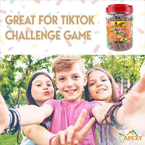 Apexy Jelly Straws, Fruit Jelly Filled Strips, Tiktok Candy Trend Items, Assorted Fruit Jelly Sticks, 35.27oz (1000g)