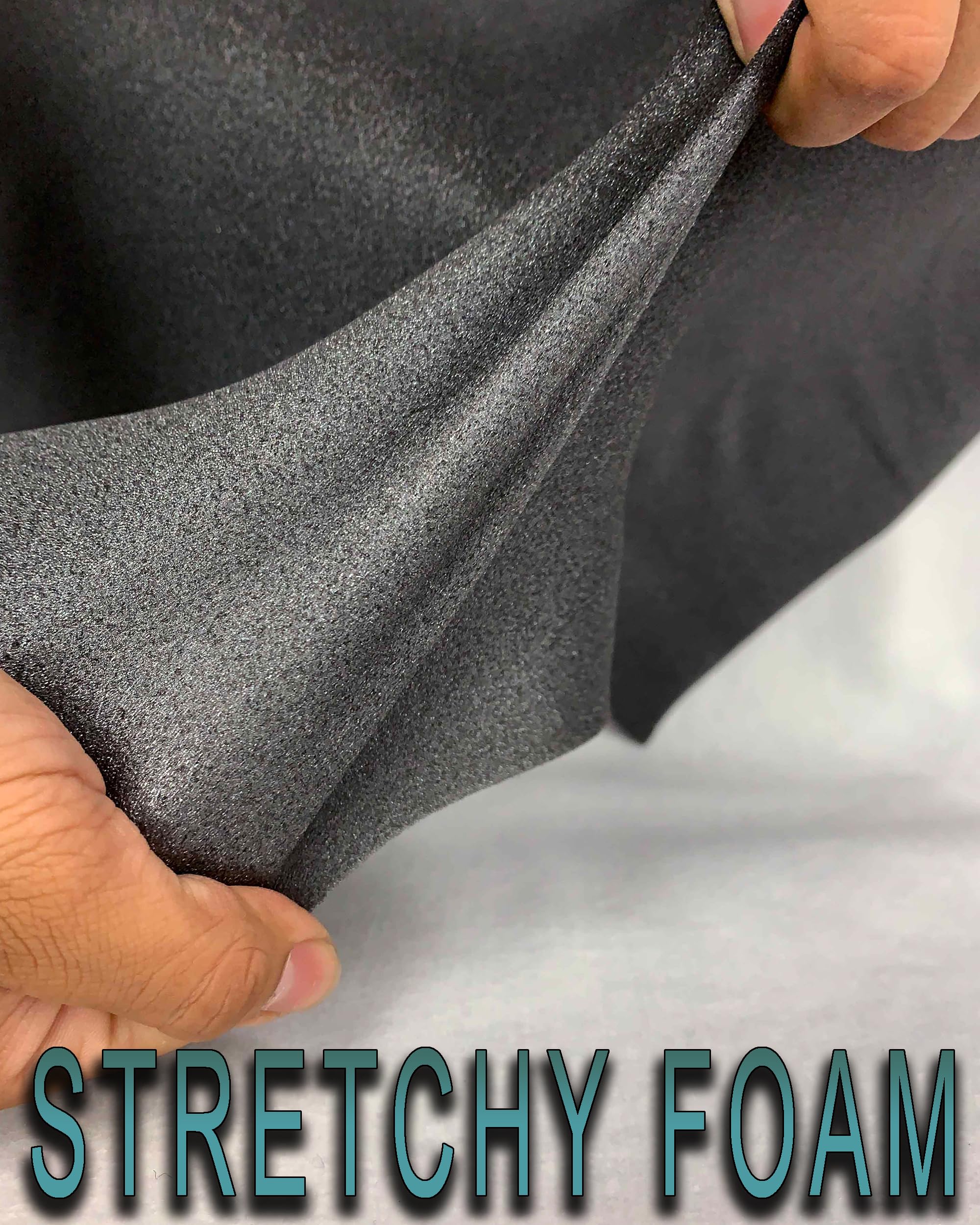 FabricEmpire 1/8'' Medium Density 60'' Wide Stretch Charcoal Foam for Arts and Crafts, Vinyl, Home & Automotive Upholstery Projects (Sold by Continuous Yard)