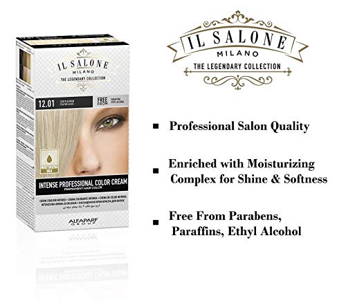 Il Salone Milano Permanent Hair Color Cream - 12.01 Iced Platinum Hair Dye - Professional Salon - Premium Quality - 100% Gray Coverage - Paraben Free - Ethyl Alcohol Free - Moisturizing Oils