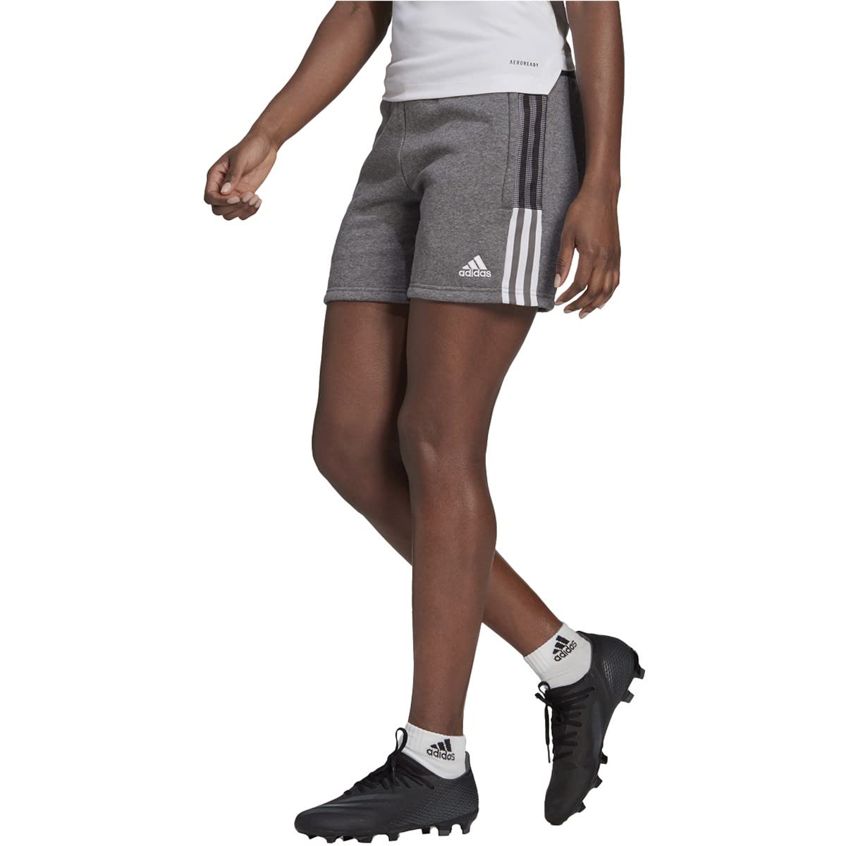 adidas womens Tiro 21 Sweat Shorts Grey Melange Large
