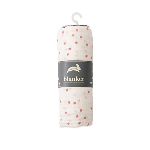 Red Rover Kids Cotton Muslin Swaddle - 47”x 47”- 100% Cotton – Machine Washable – Softer with Every Wash – Playful Designs -Soft, Breathable & Lightweight – Unisex (Cherry Petals)