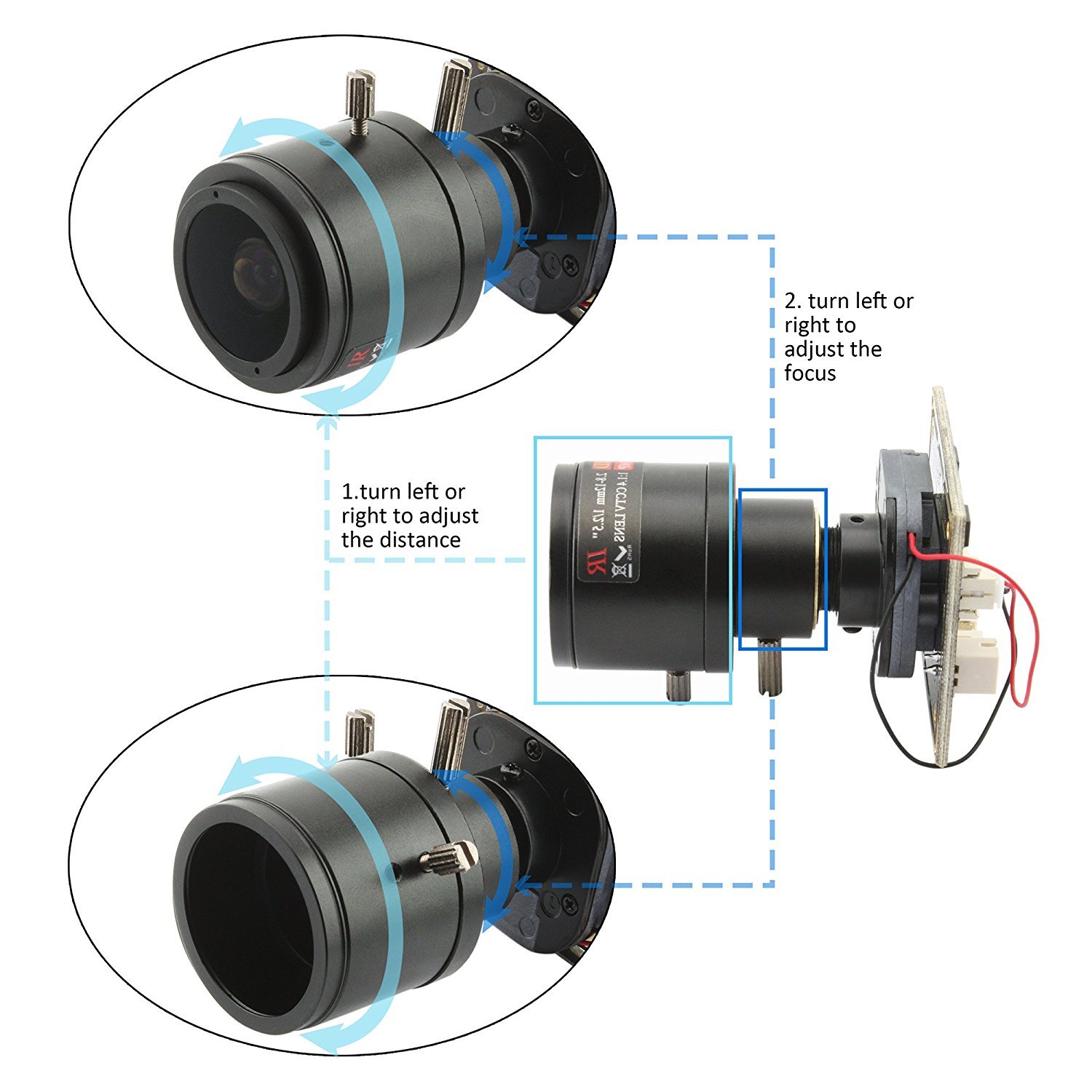 ELP 2mp High Speed USB Camera Module with Manual Zoom Lens Mini 1080p Variable Focus USB Camera for Computer UVC USB2.0 Embedded Video Industrial Webcam Board for Close-up Image