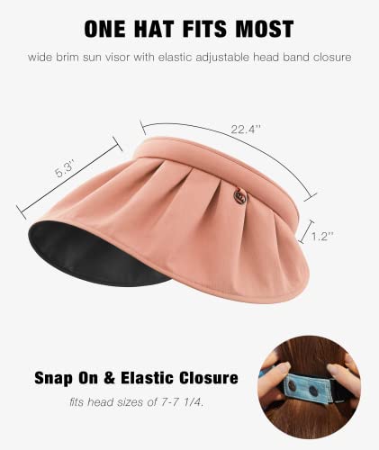 BENEUNDER UPF 50+ Sun Visor Hat - Wide Brim UV Protection for Tennis Golf Beach (Pink)