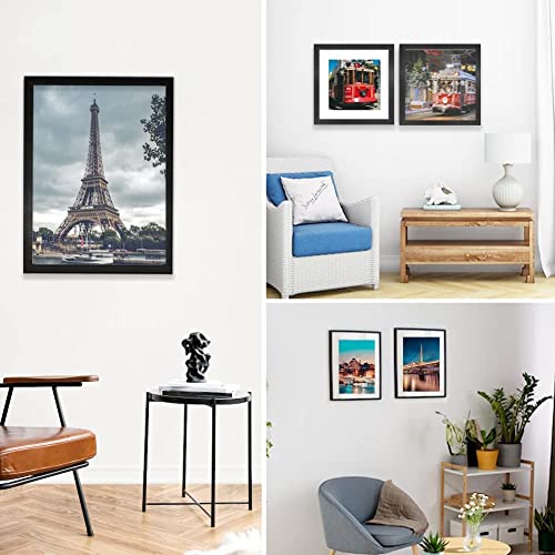 PWTAKO 5x7 Picture Frame Set of 6, Display Pictures 4x6 with Mat or 5x7 Without Mat for Wall Mounting or Table Top Display,Black