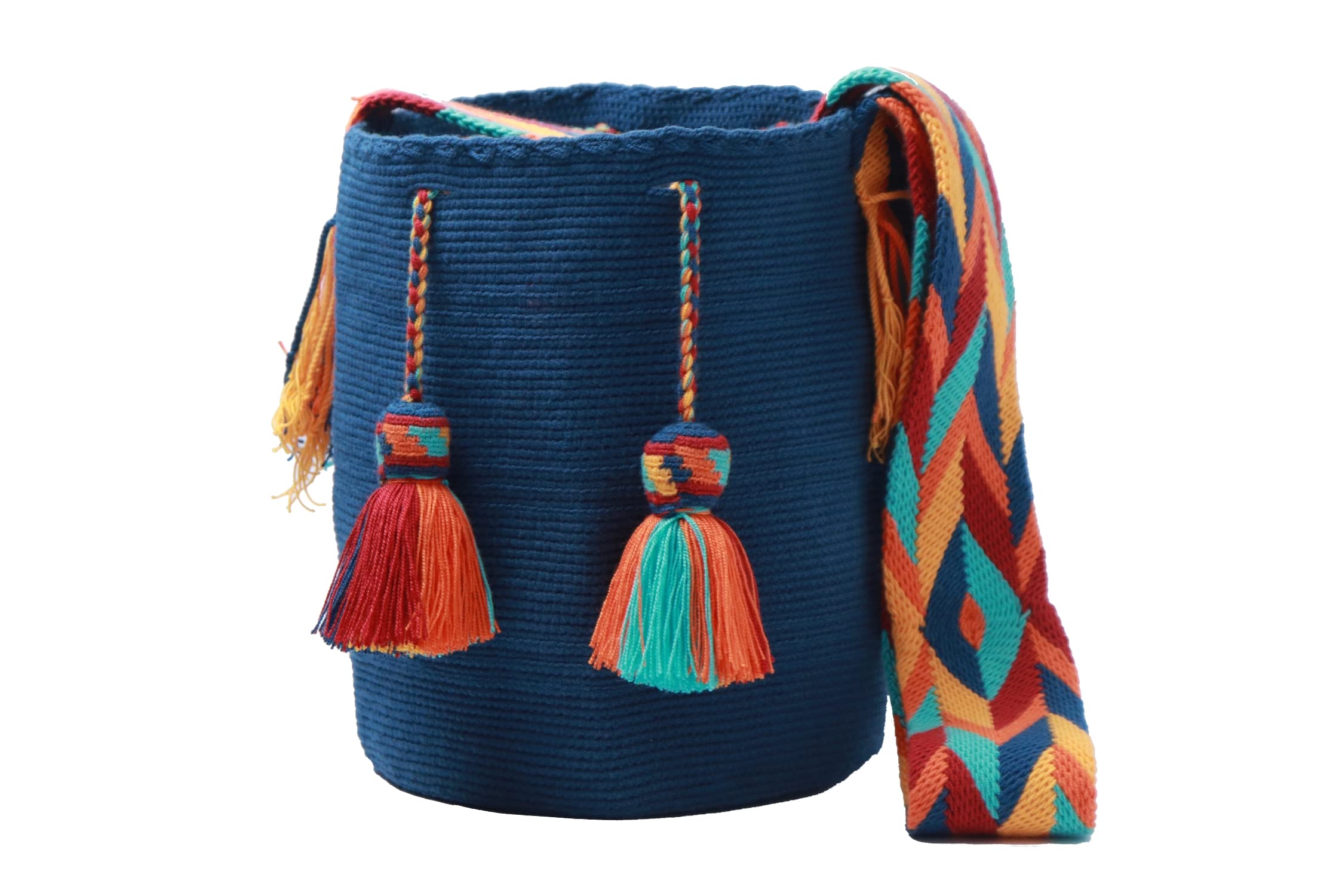 Blue Jean HandWoven Wayuu Mochila Bag LARGE - Crossbody Crochet Purse