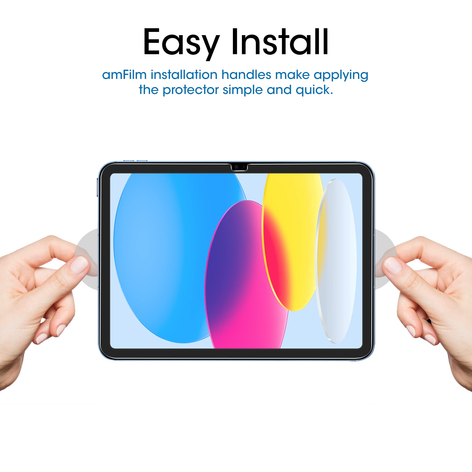 amFilm 2-Pack Glass Screen Protector Compatible with iPad 10th Generation 10.9 Inch (2022), 9H Tempered Glass Screen Protector, Ultra Sensitive, Face ID & Apple Pencil Compatible