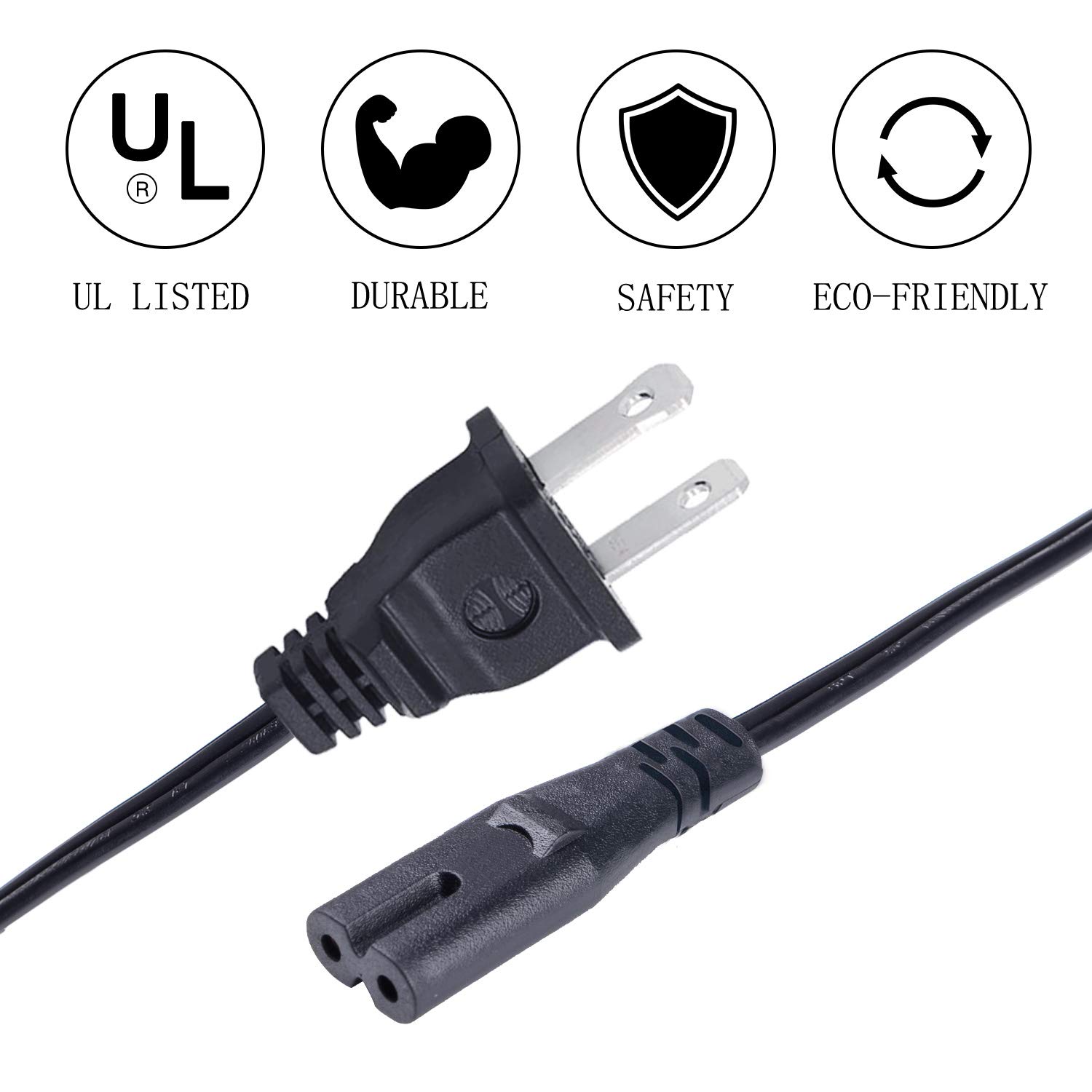 AC Power Cord Replacement for iRobot Roomba Home Charging Base 675 960 8ft IEC C7 Power Cord AC Cable