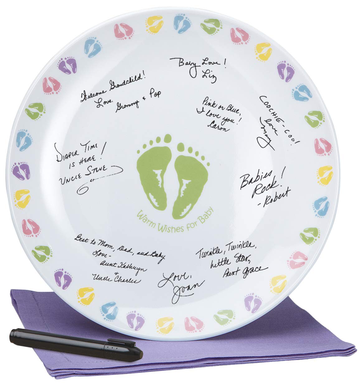 Simplicity 'Warm Wishes for Baby' Baby Shower Autograph Plate, 12'' D