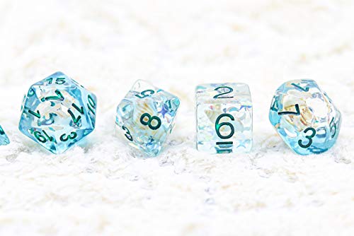Blue Ocean of Seashell DND Dice Set for Dungeons and Dragons Gifts, D&D, D and D, Pathfinder, Accessories, D20, Polyhedral, Resin Dice, Metal, Dice Tray, Tower, Bag, Box